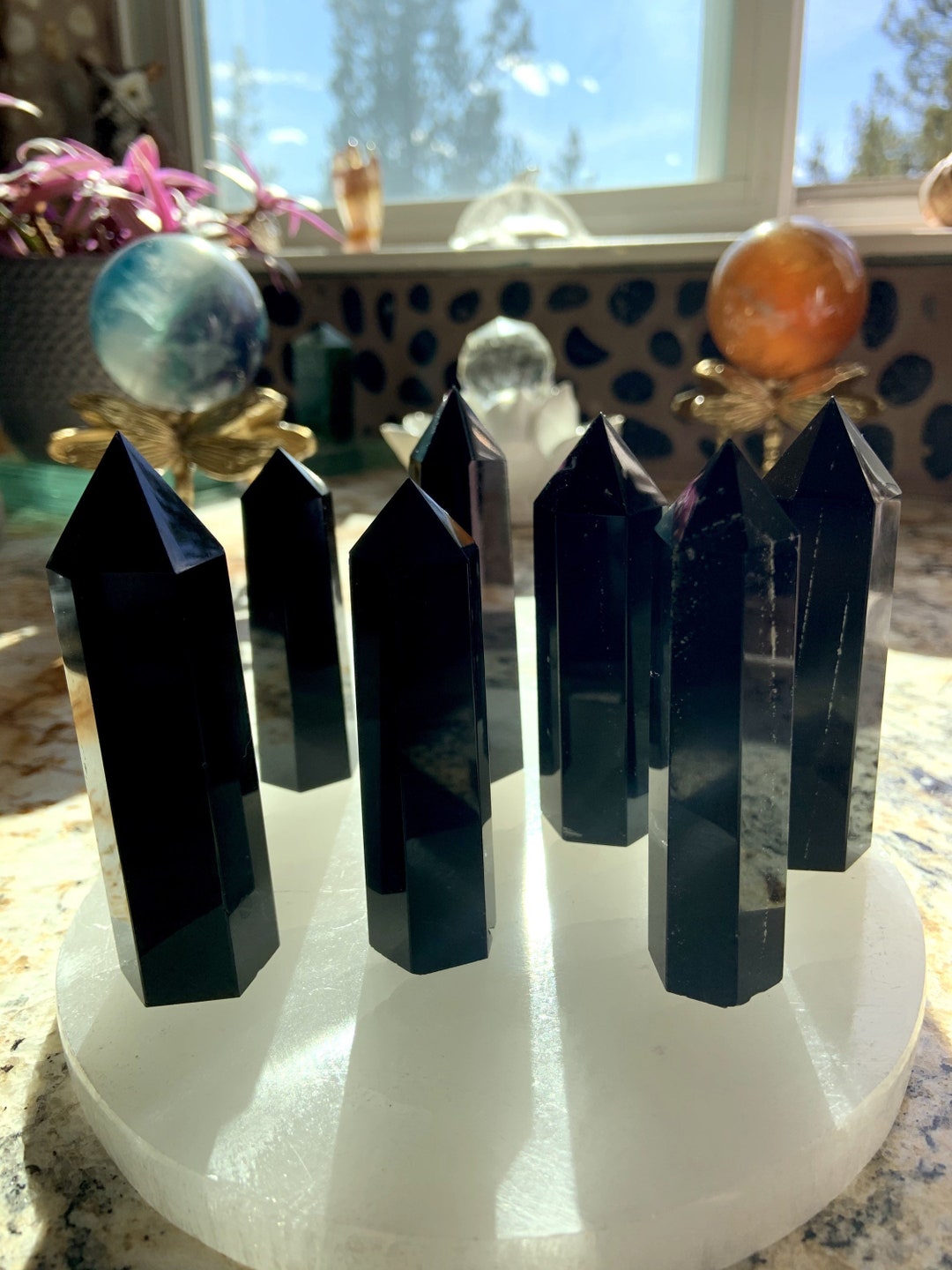 BLACK OBSIDIAN Points for Energetic Protection, Obsidian Tower, EMF ...
