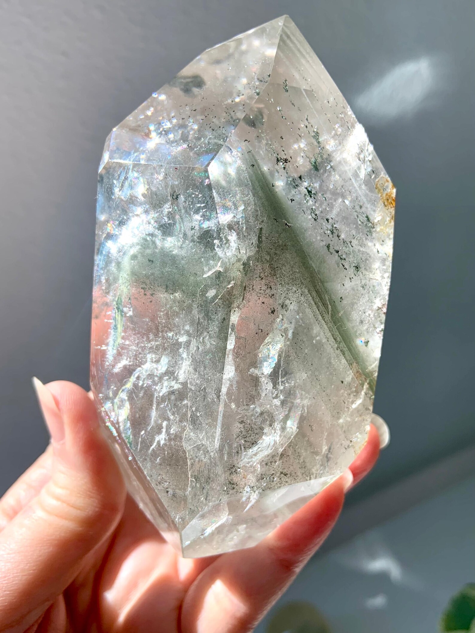 Garden Quartz Tower With Chlorite Phantoms, Lodolite Master Channeler ...