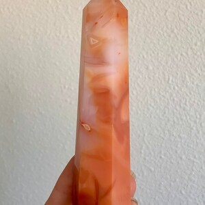 Peachy Pink CARNELIAN TOWER With Tree Rings, Polished Carnelian, High ...