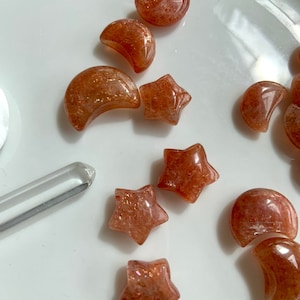 Mini Sunstone Moon and Star Arusha Sunstone Crystal for Sacral Chakra ...