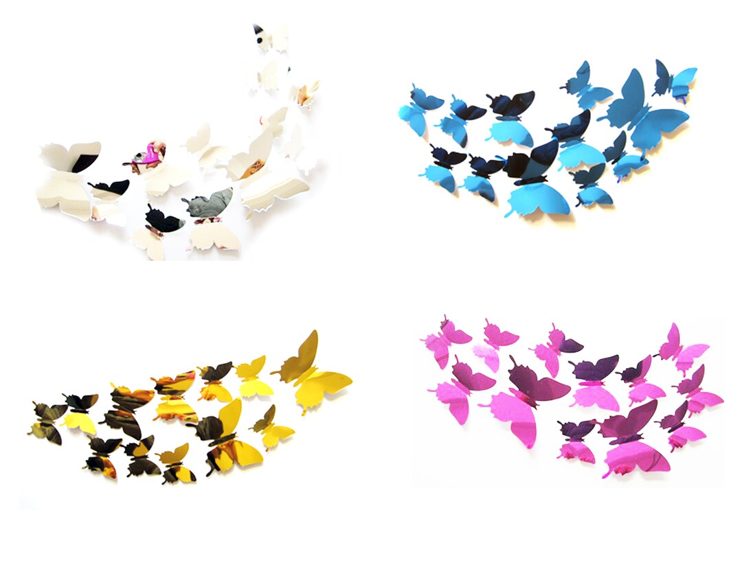 3D Mirror Butterfly Wall Decals 12 Butterflies - Etsy