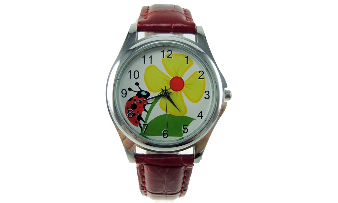 Ladybug Dial Watch Red Faux Leather Band Lady Bug Watch - Etsy