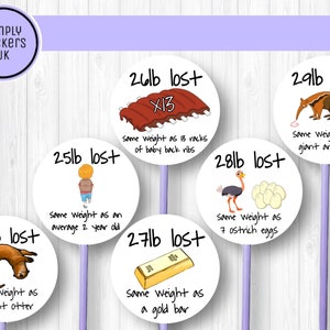 Weight Loss Comparison Stickers Diet Friendly Visual Aid Labels / Same ...