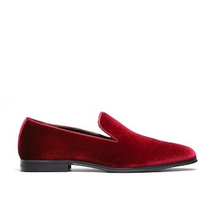 Men's Burgundy Velvet Loafer Shoes Perfect for Weddings, Parties, and ...