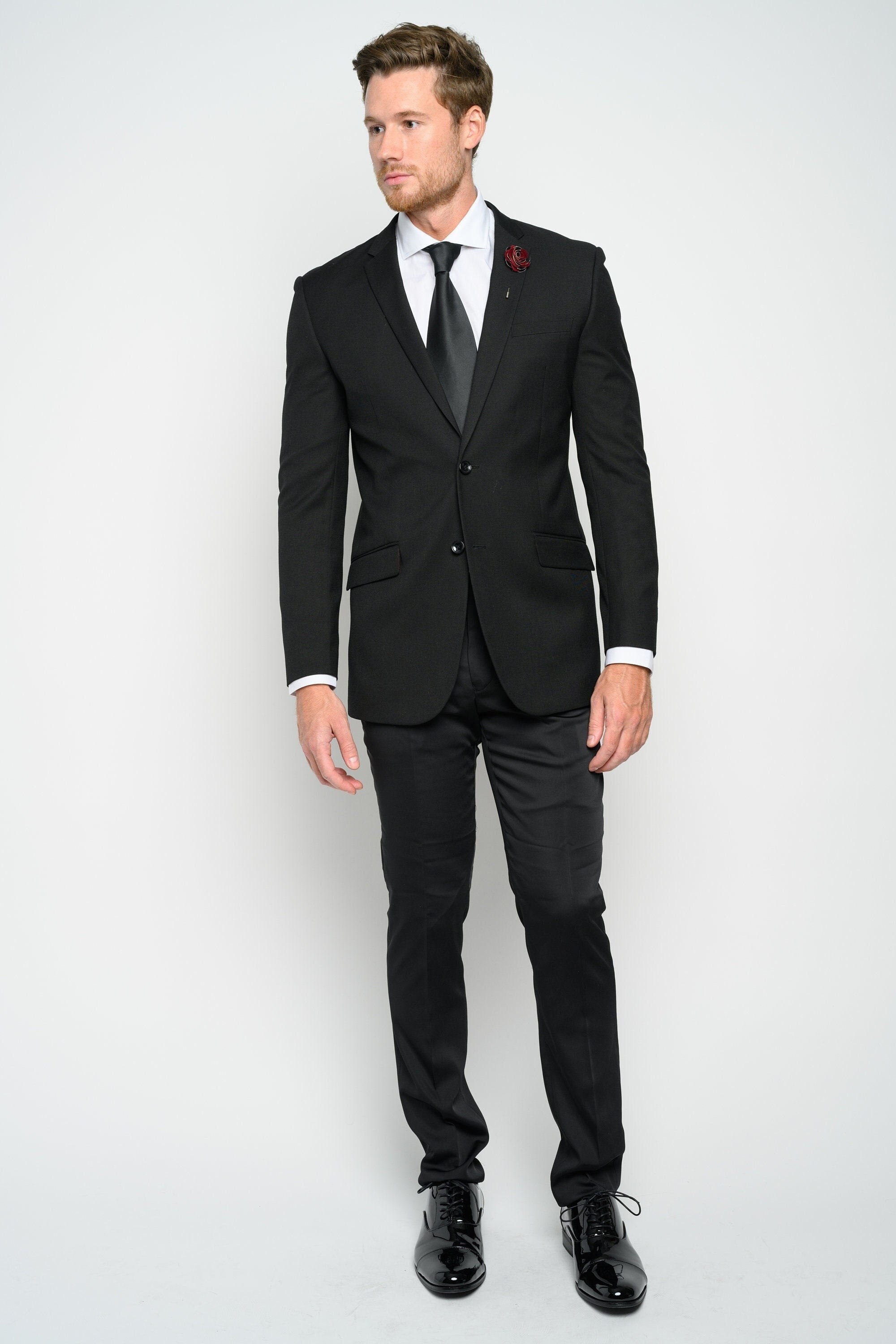 Men's Black 2-pieces Slim Fit Suit Perfect for Weddings, Grooms ...