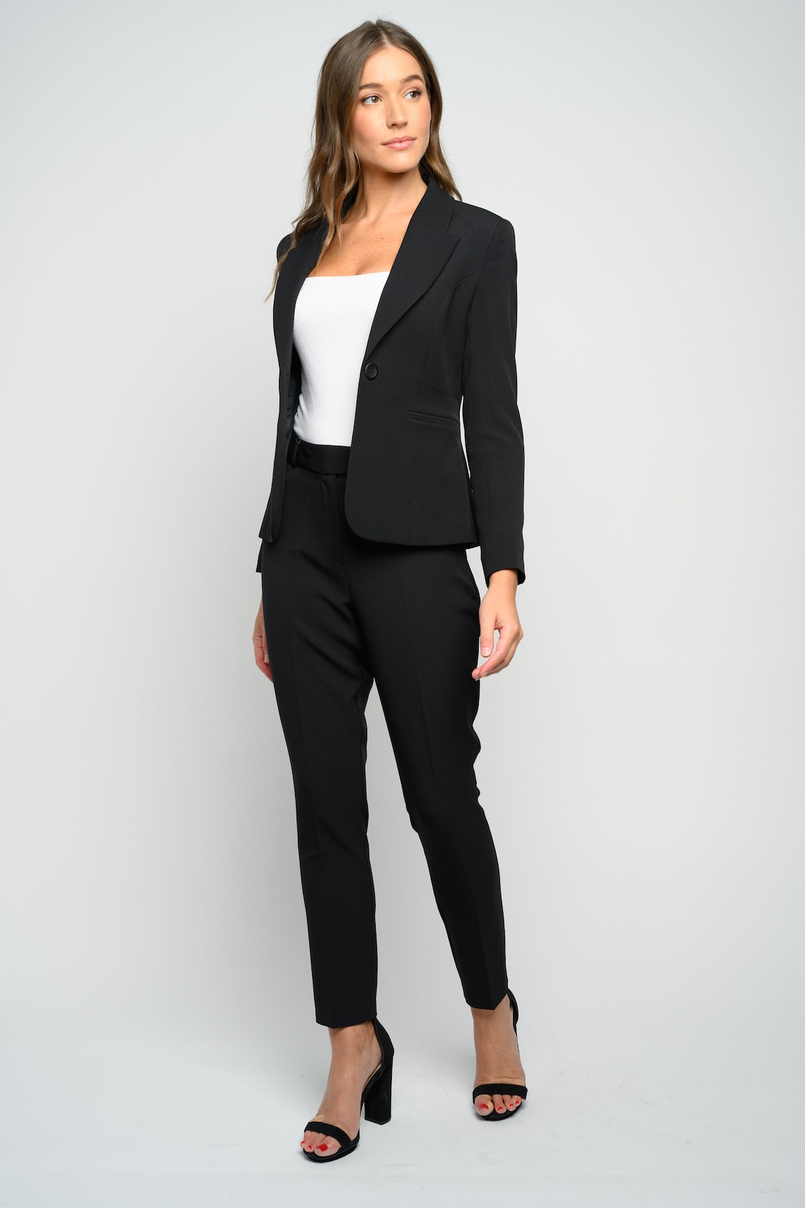 Women's 3-piece Black Slim Fit Luxe Suit Perfect for Weddings, Parties ...