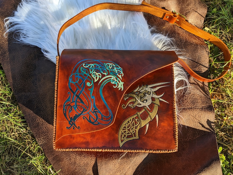 Hand-tooled Celtic Knot Viking Leather Purse Bag - Etsy