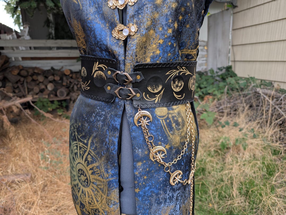 Moon Lunar Wizard Witch Mage Renaissance Costume Leather Belt and ...