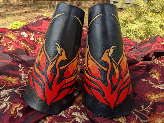 Phoenix Bracers Cosplay Armor Phoenix Armor Hand-tooled | Etsy