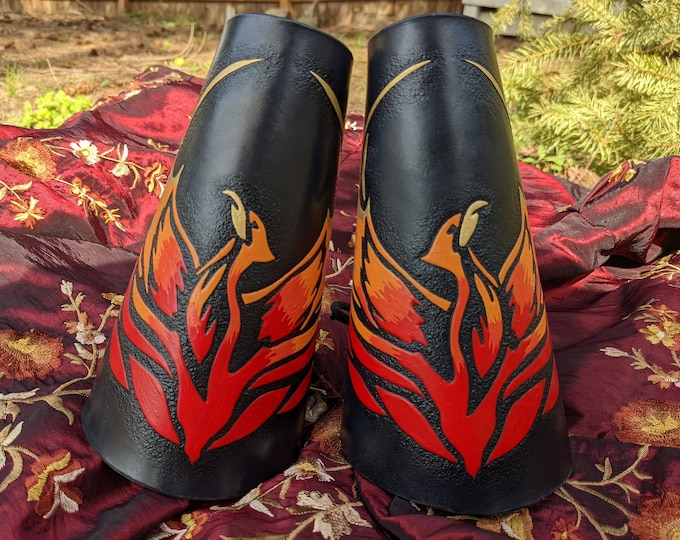 Phoenix Bracers - Cosplay Armor Phoenix Armor Hand-tooled Leather Armor ...