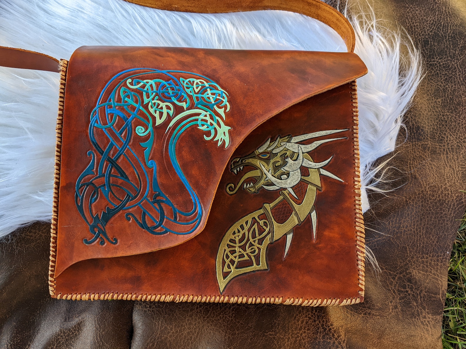 Hand-tooled Celtic Knot Viking Leather Purse Bag - Etsy