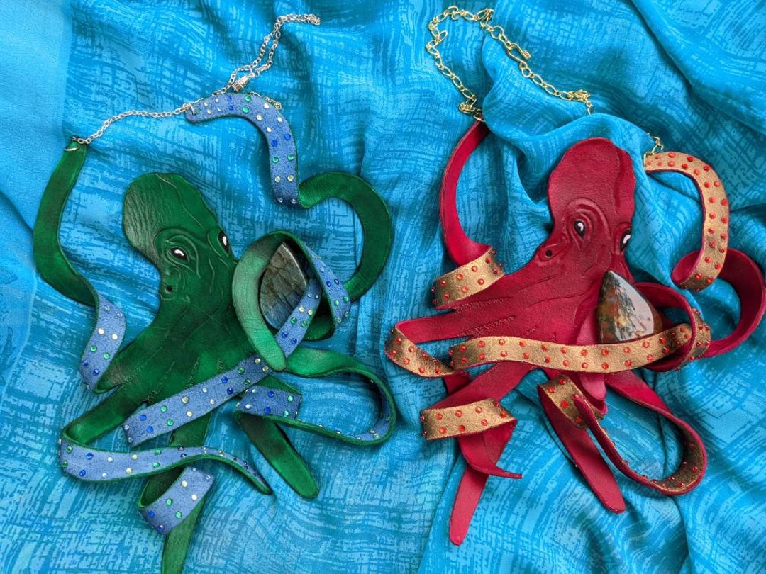 Octopus Kraken Leather Gemstone Bloodstone Labradorite - Etsy