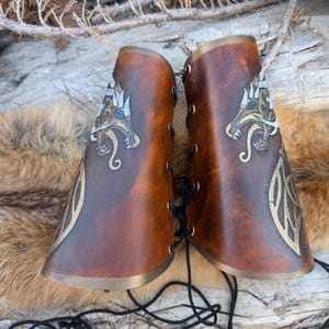 Dragon Viking Hand-tooled Leather Armor Vambraces Bracers Arm Guards - Etsy