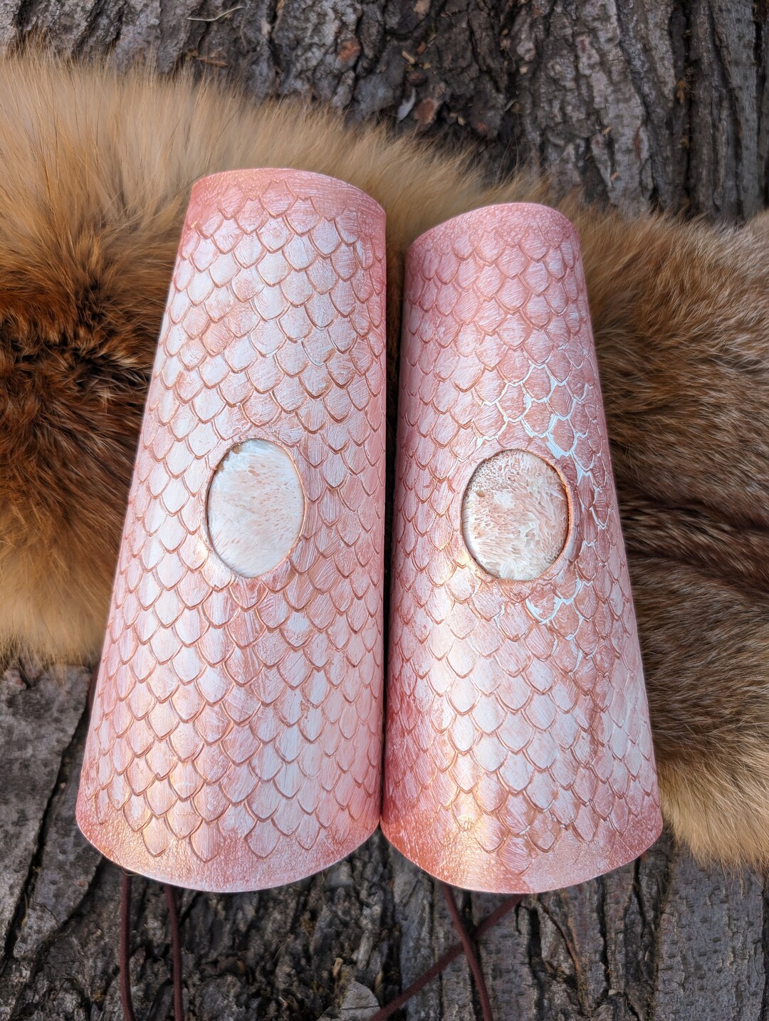 Dragon Scale Bracers Rose Gold With Scolecite Cosplay Armor Armor Hand ...