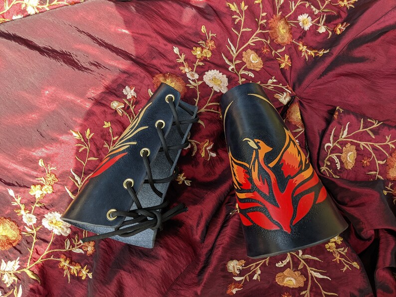 Phoenix Bracers Cosplay Armor Phoenix Armor Hand-tooled | Etsy