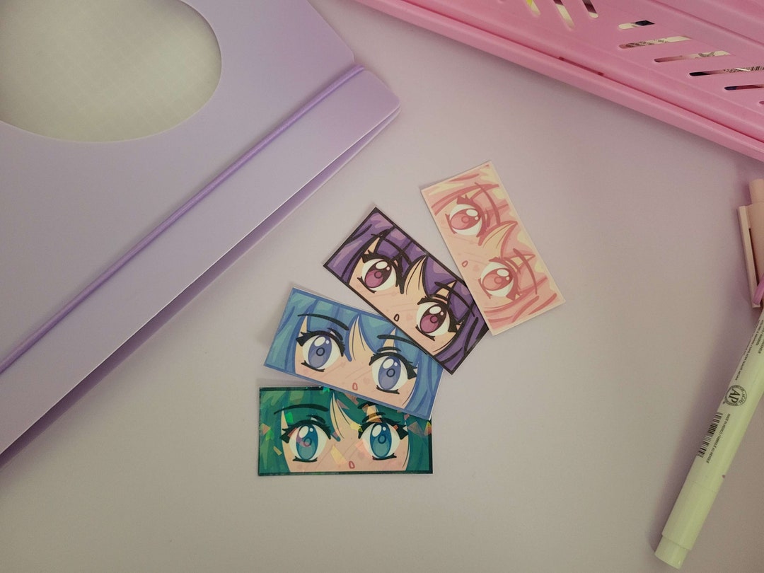 Cute Anime Eyes Holographic Vinyl Sticker Set, Kawaii Peeker - Etsy