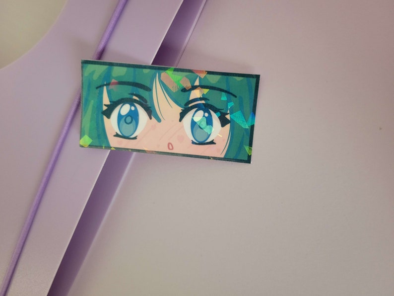 Cute Anime Eyes Holographic Vinyl Sticker Set Kawaii Peeker - Etsy