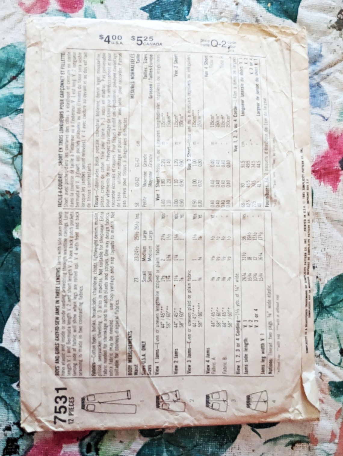 1985 Boys & Girls Jam Pants Pattern Simplicity 7531 - Etsy