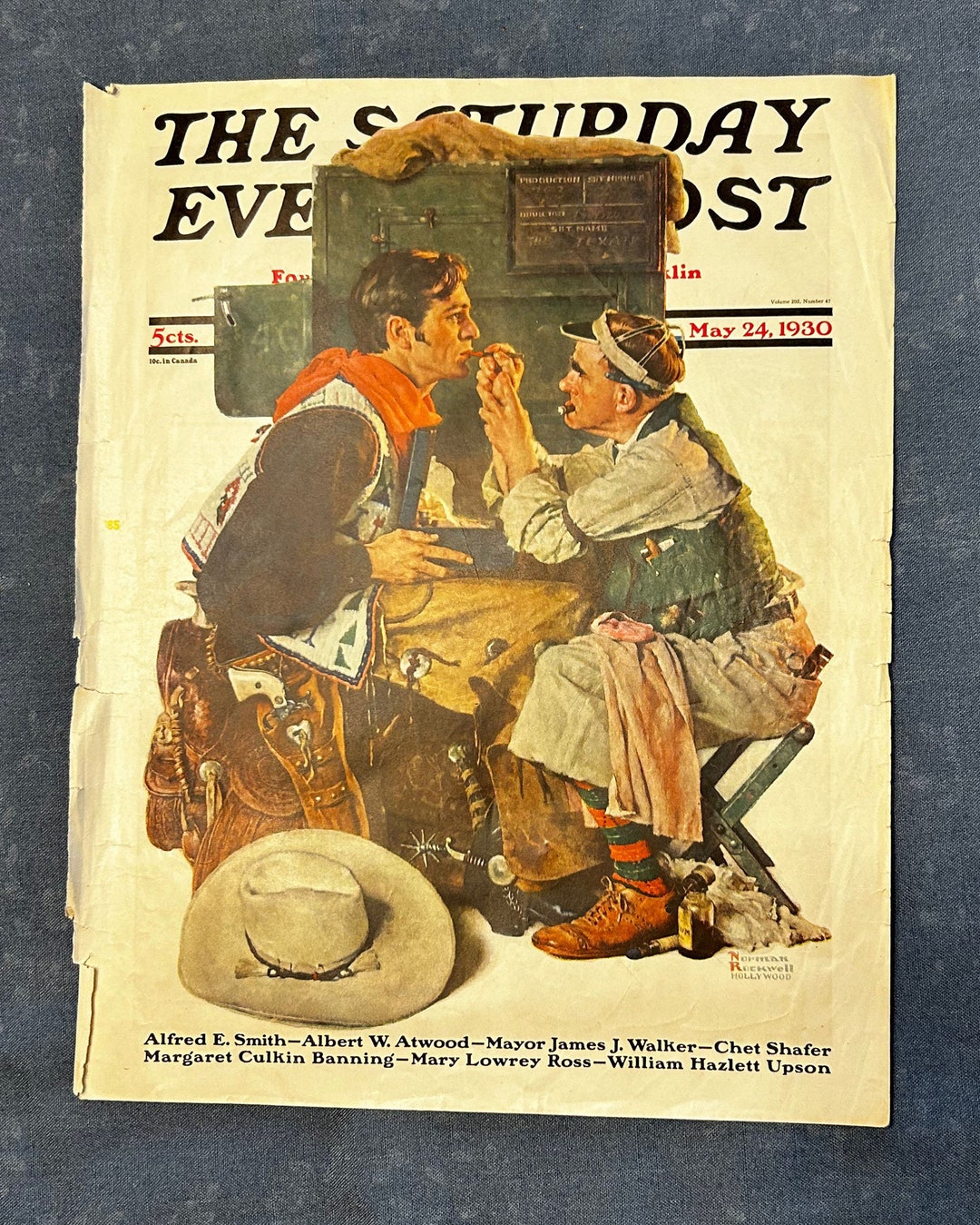 May 1930 "cowboy Makeup" Norman Rockwell Saturday Evening Post Cover ...
