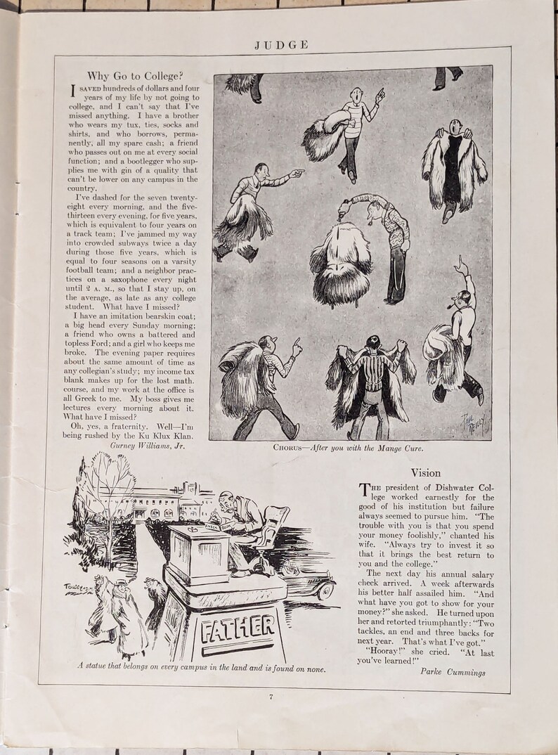 January 22, 1927 Judge Humor Magazine -- Collegian Number - Etsy