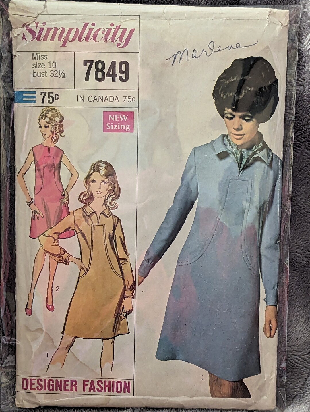 1968 Misses A-line Dress Pattern -- Simplicity 7849 - Etsy