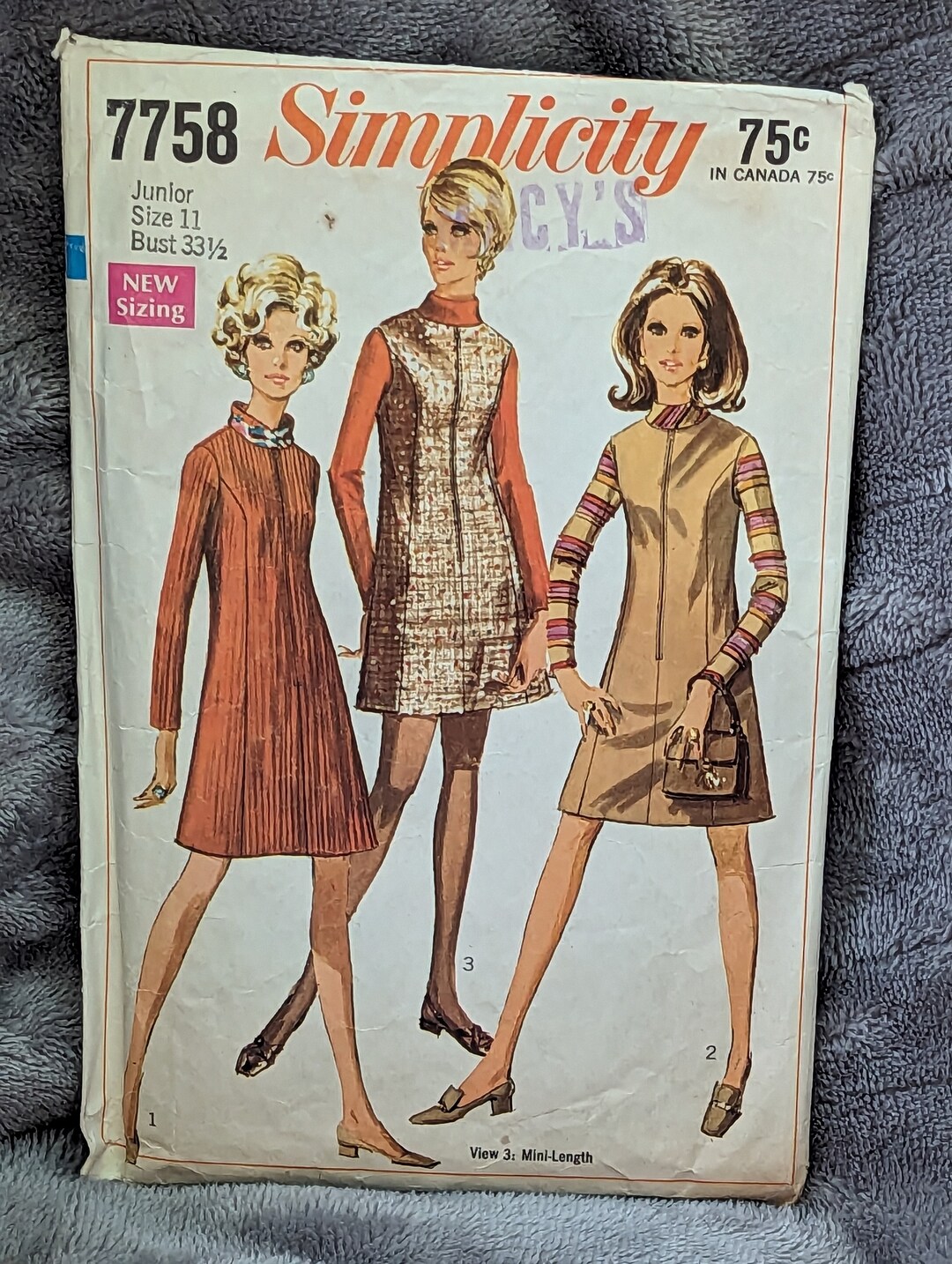 1968 Front-zippered A-line Dress Pattern -- Simplicity 7758 - Etsy