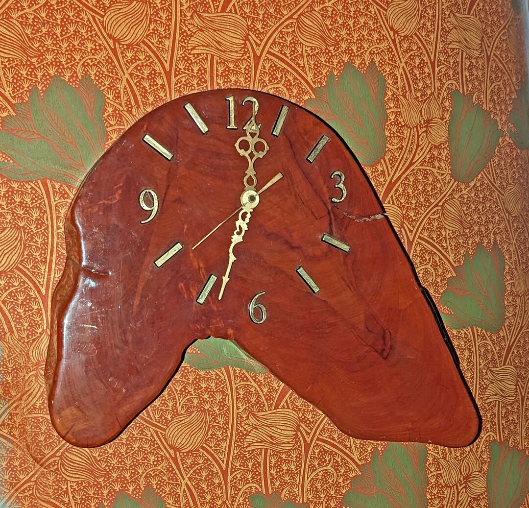 Mid-century Wood Burl Slab Wall Clock - Etsy