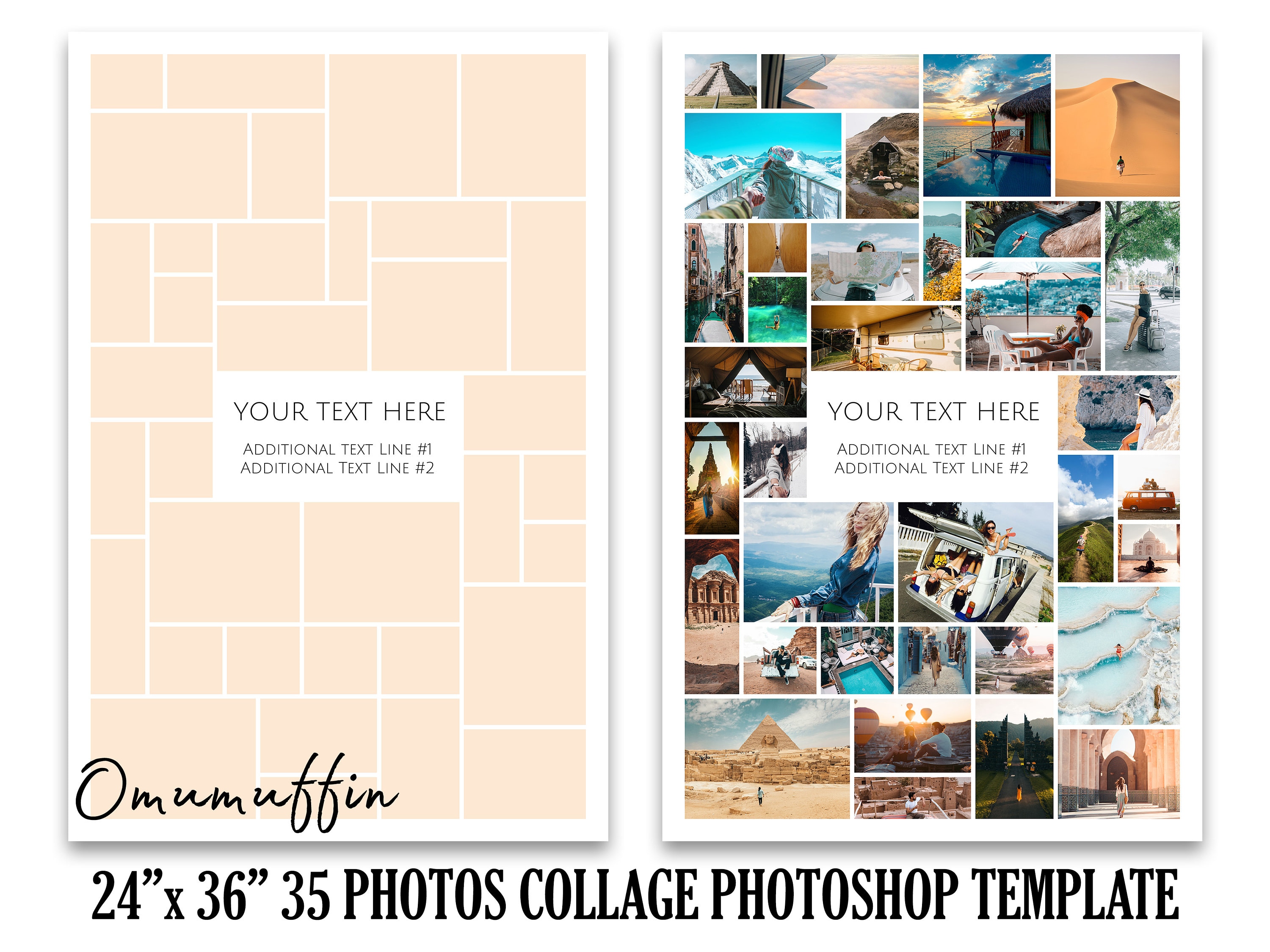 24x36 Photo Collage Template for 35 Photos, Wedding Storyboard ...