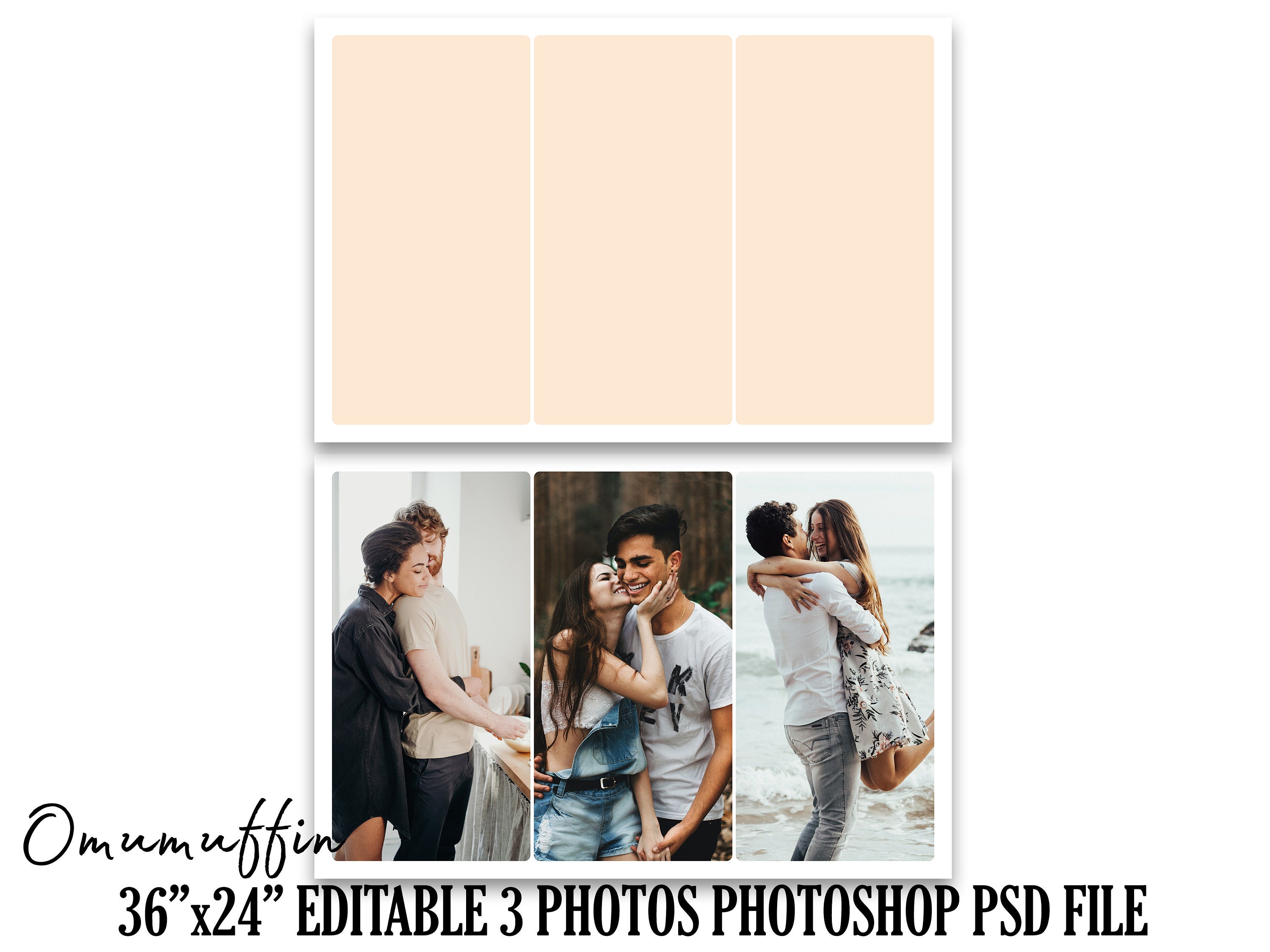 Wall Poster Photo Collage Template 3 Photos Family Photo - Etsy