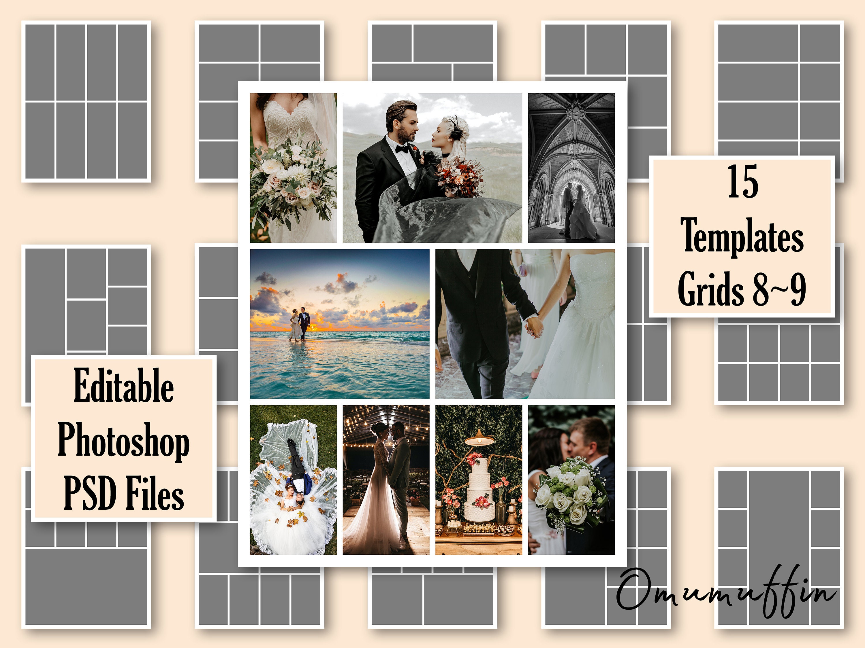 16x20 Photo Collage TemplatesGrids 8 9Set of 15Photoshop - Etsy España