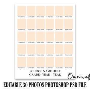 8x10 School Portrait Composite Photo Template for 30 Photos, Photo ...