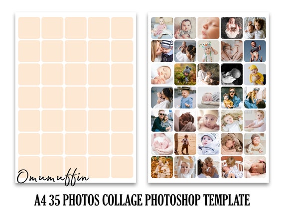 A4 Photo Collage Template for 35 Photos Blog Board Photo | Etsy