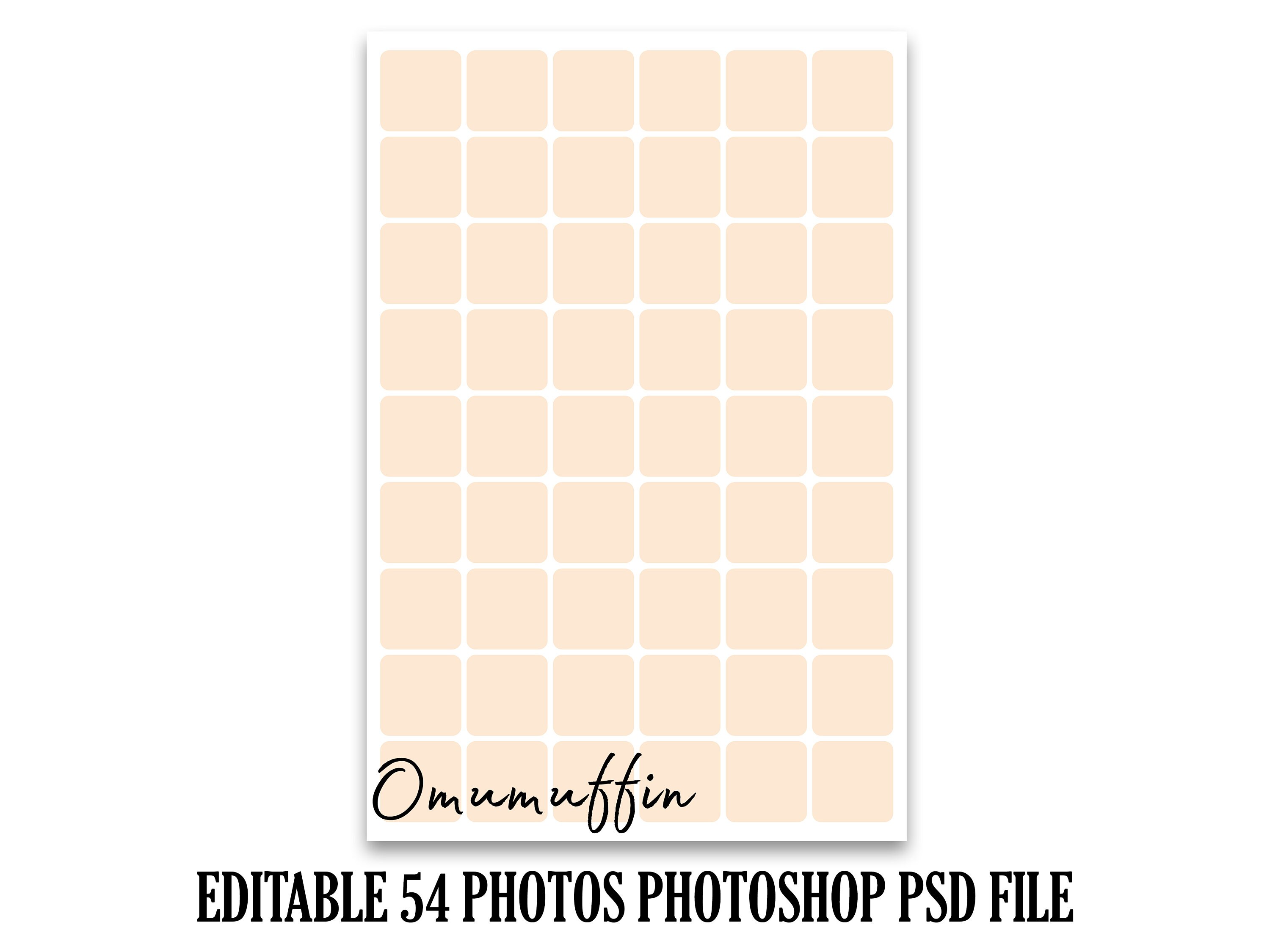 20x30 Wall Family Collage Template for 54 Photos, Big Photography ...