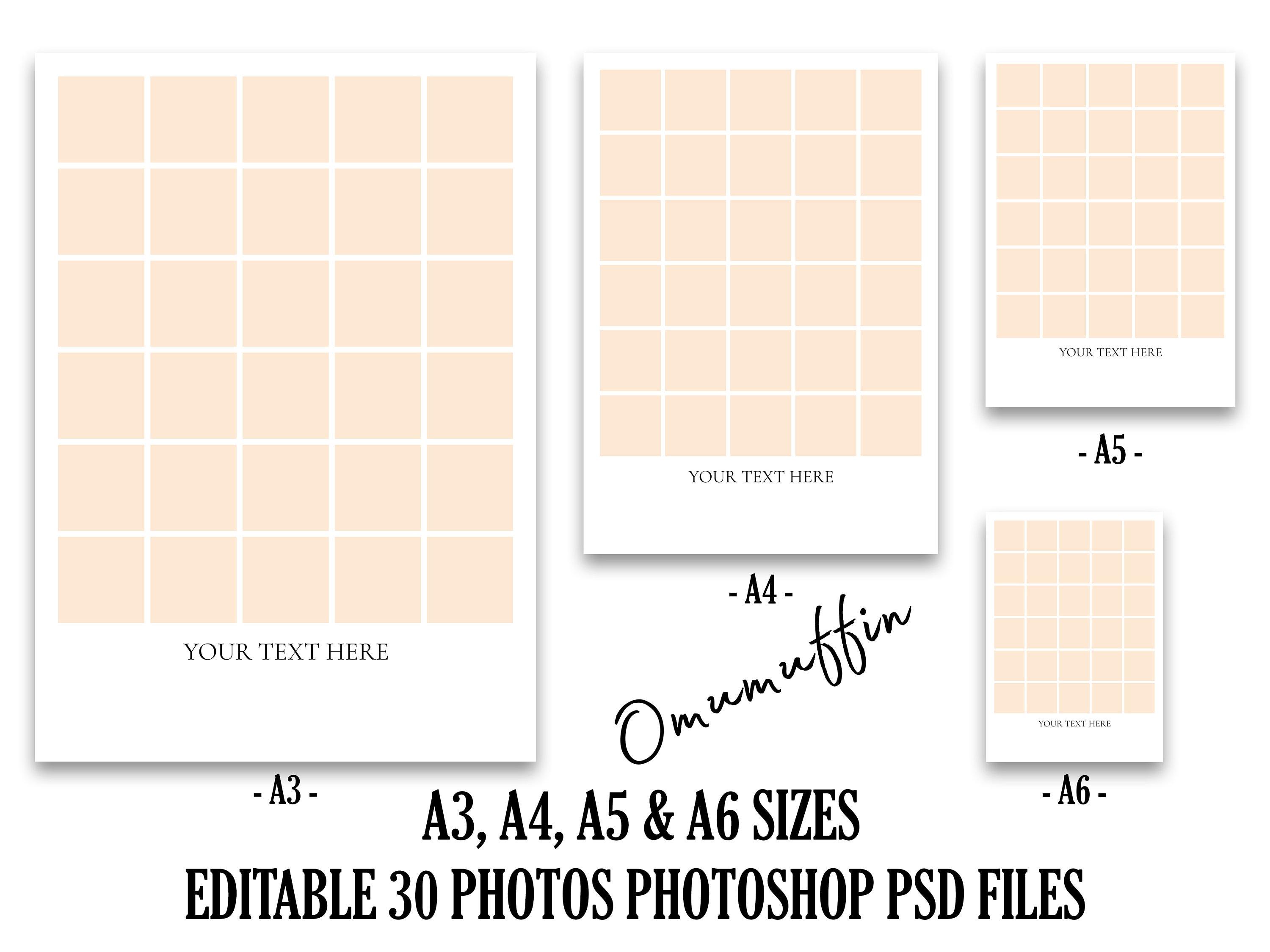 8.5x11 A3 A4 A5 & A6 Photo Collage Template 30 Photos, Wedding ...