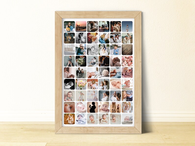 20x30 Wall Family Collage Template for 54 Photos, Big Photography ...