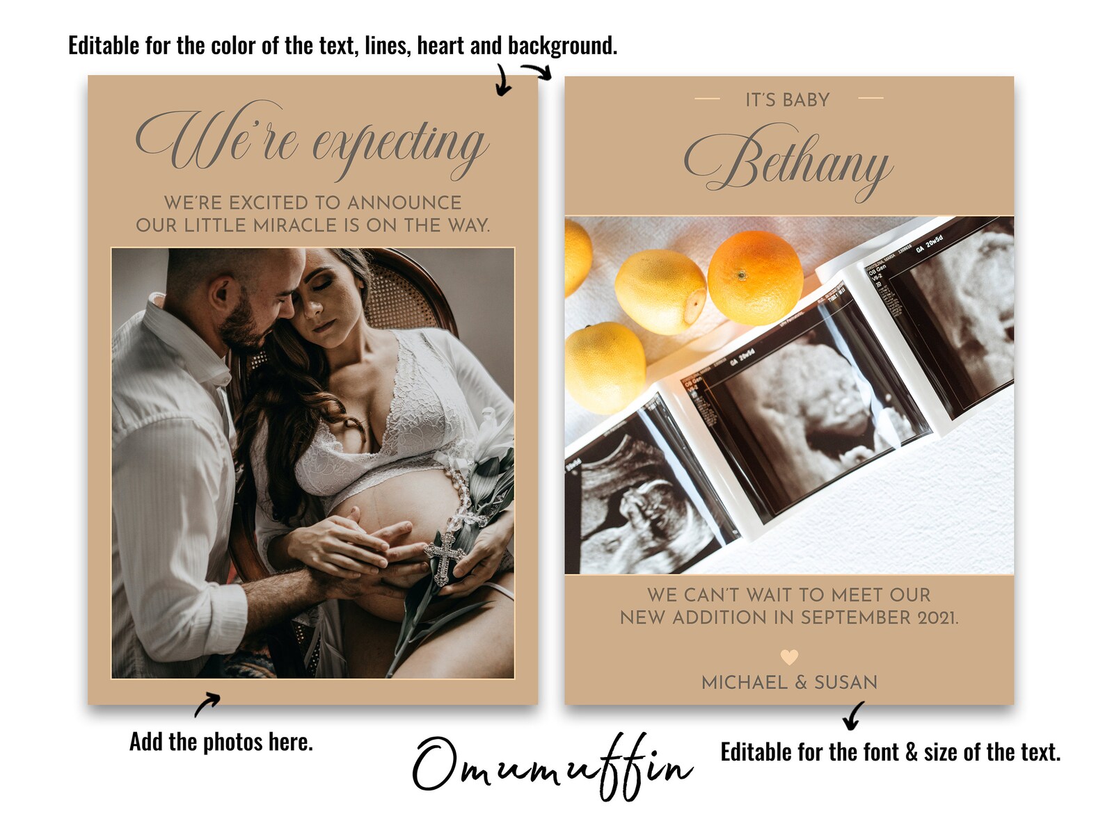 We're Expecting Announcement Card Baby Announcement Card - Etsy