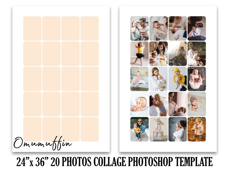 24x36 Wall Poster Collage Template 20 Photos, Photo Collage Template ...
