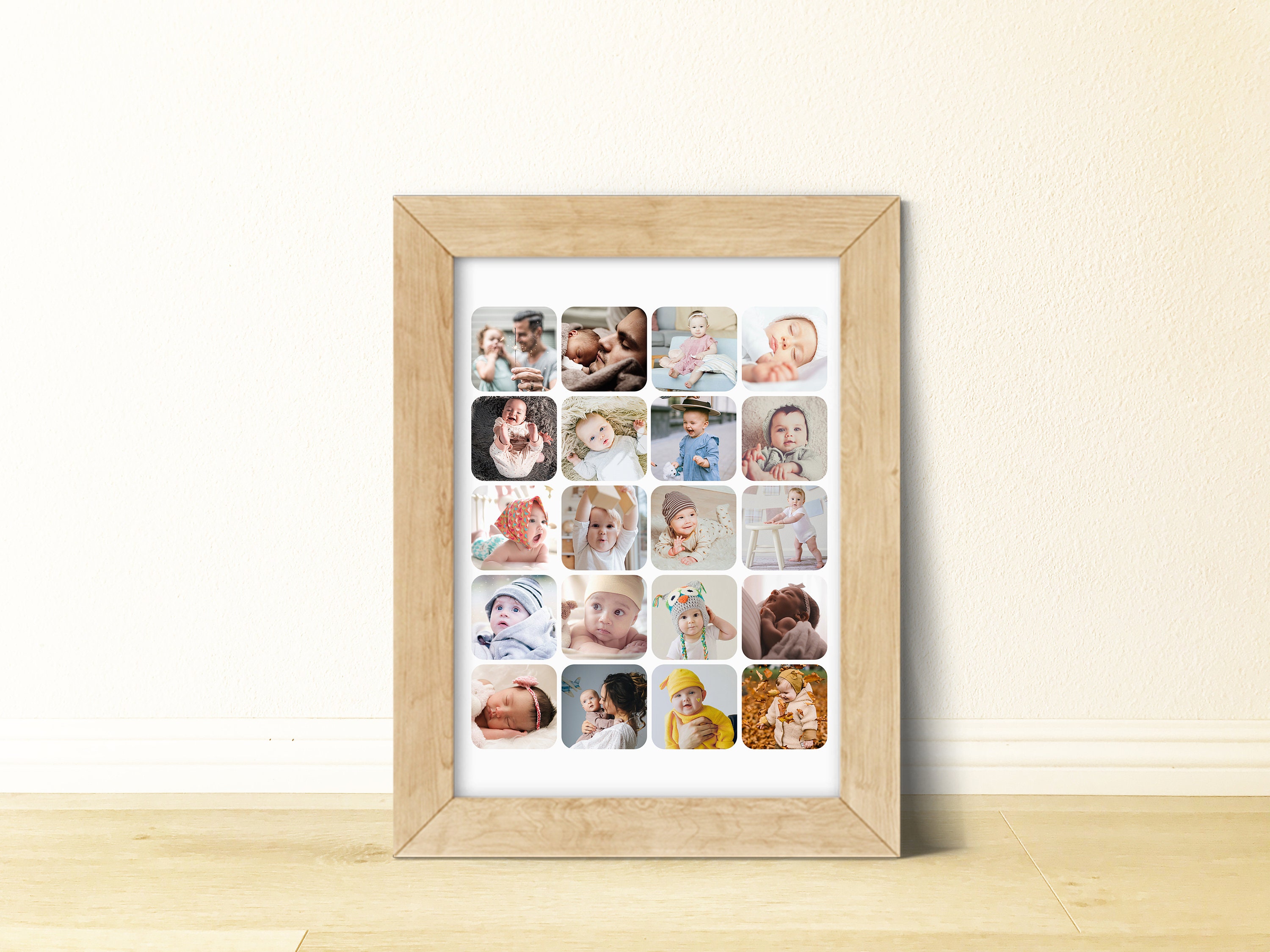 5x7 Photo Collage Template for 20 Photos, Photoshop Photo Card Collage ...
