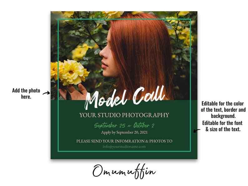 Model Call Template, Model Call Photography Session Marketing Template ...