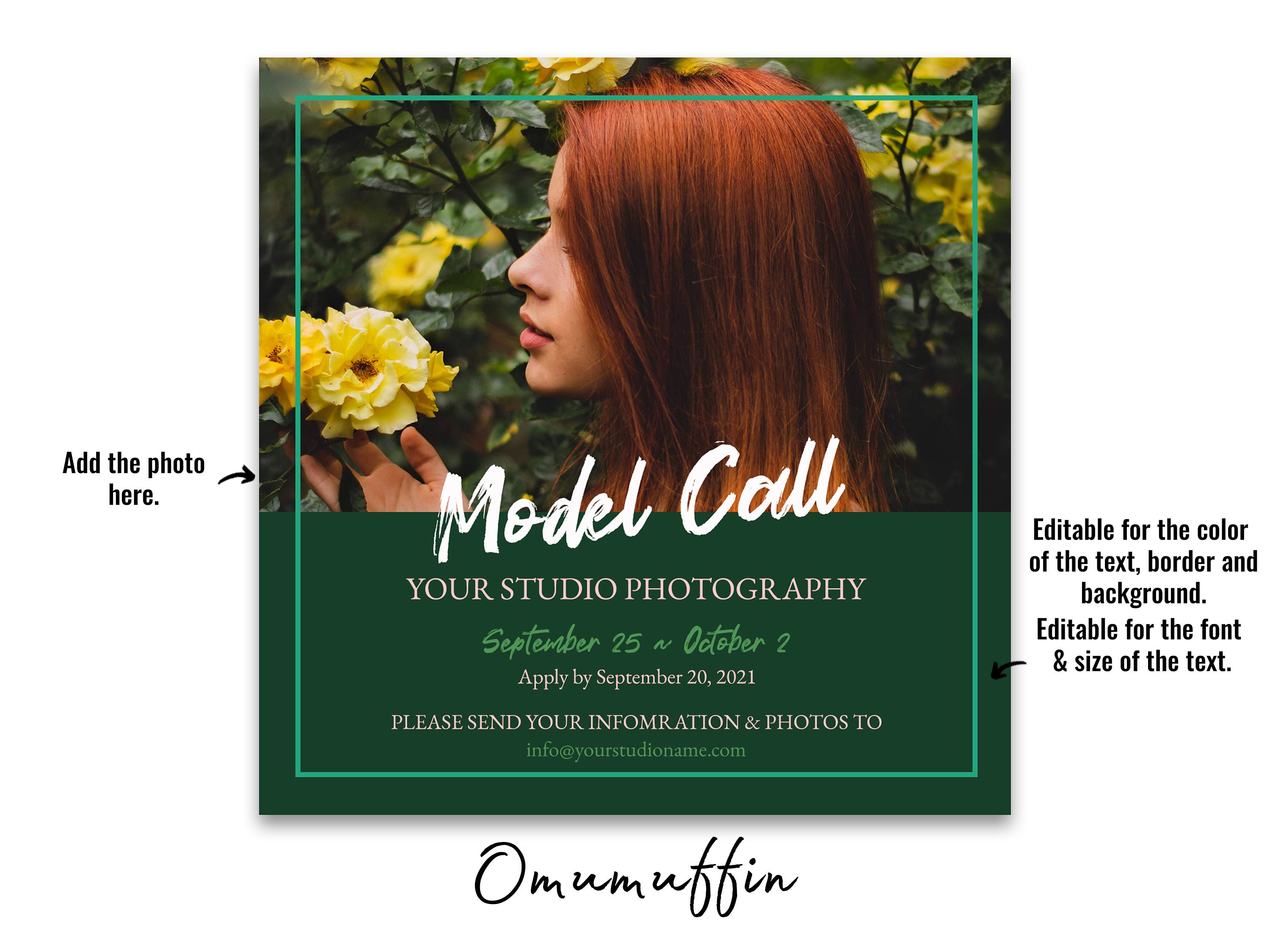 Model Call Template, Model Call Photography Session Marketing Template ...
