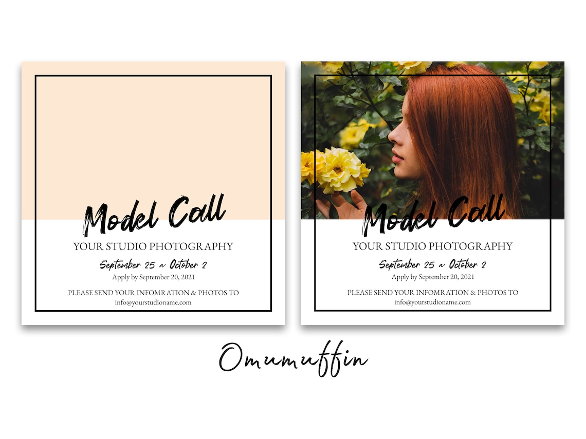 Model Call Template, Model Call Photography Session Marketing Template ...