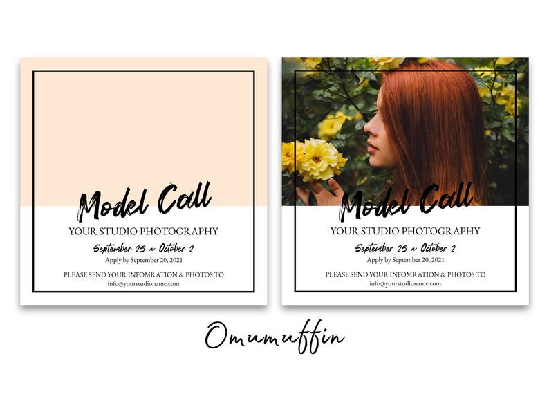 Model Call Template, Model Call Photography Session Marketing Template ...