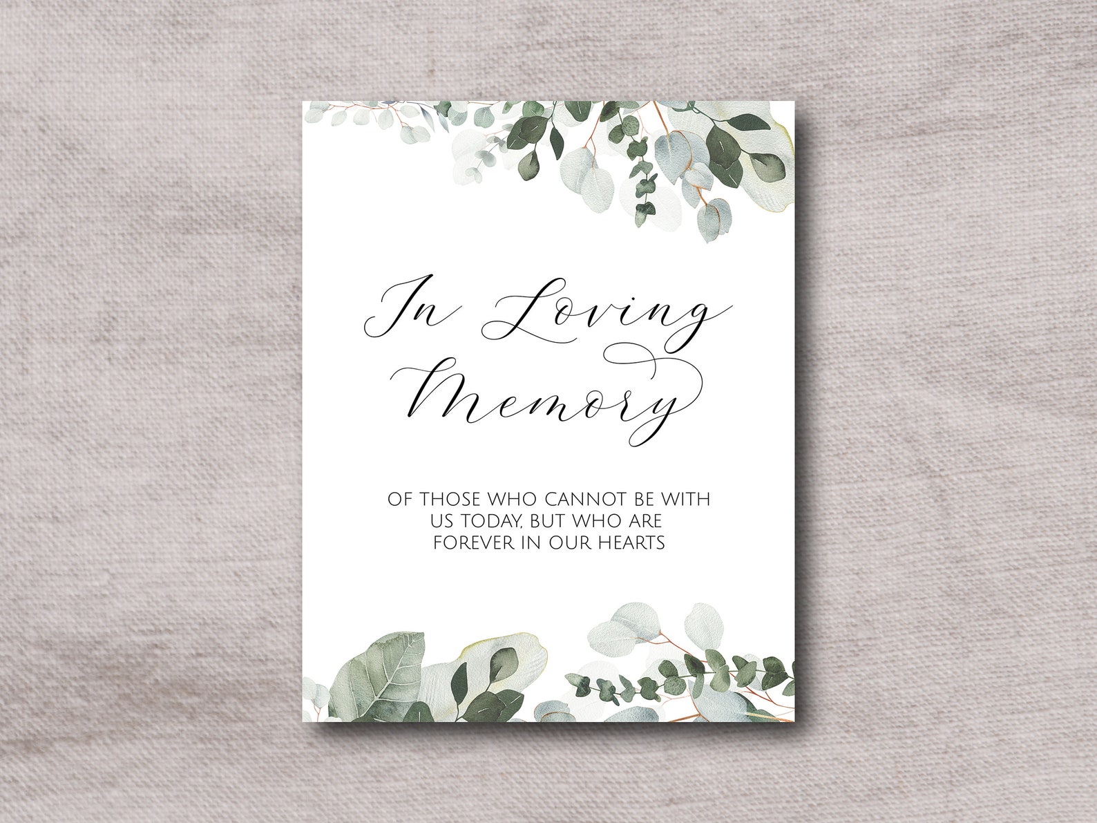 8X10 in Loving Memory Forever in Our Hearts Printable Sign, in Memory ...
