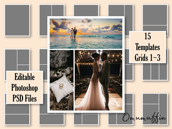 16x20 Photo Collage Template grids 1 3set of 15photoshop | Etsy