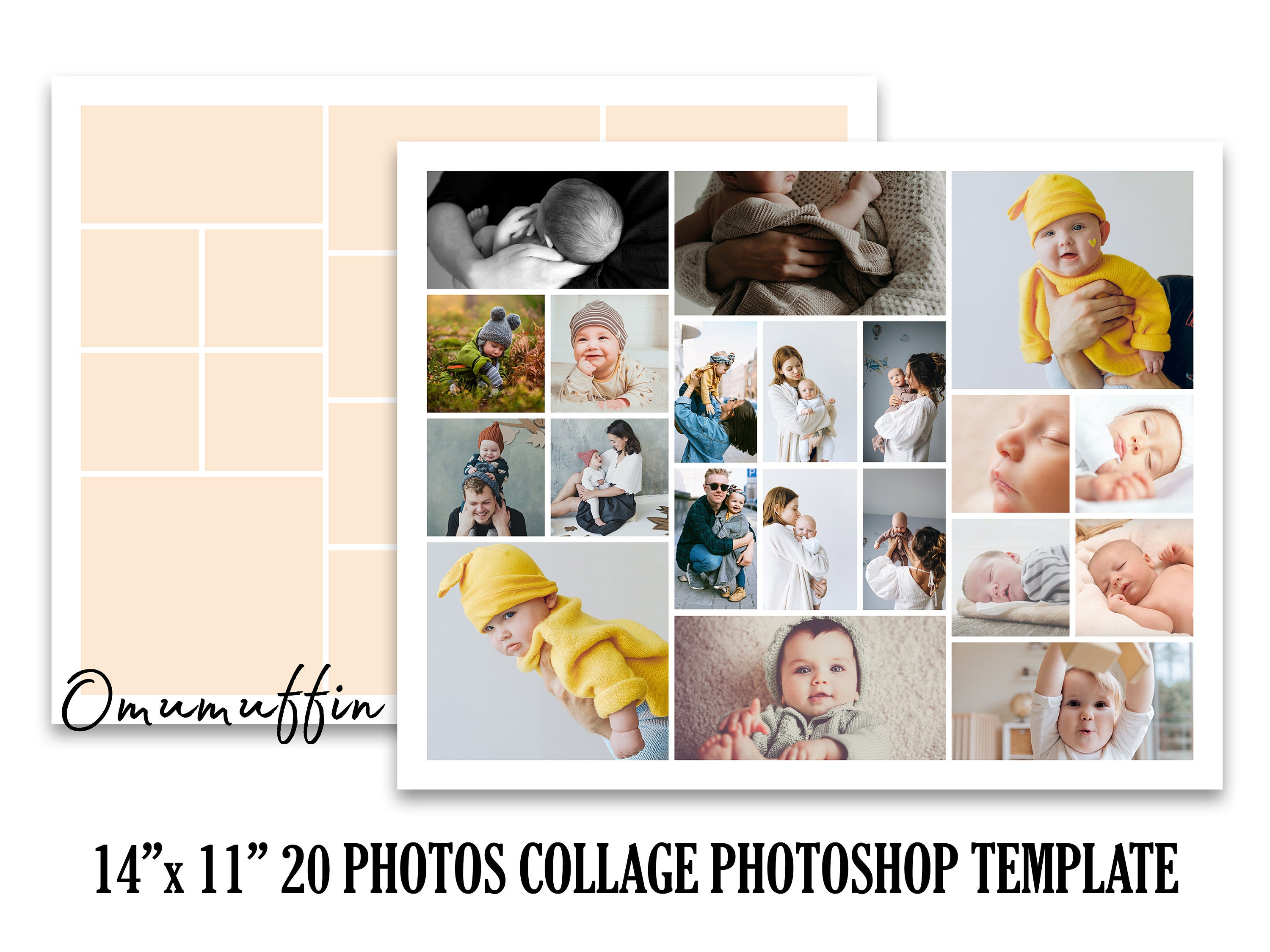 14x11 Photo Collage Template for 20 Photos - Wedding Collage ...