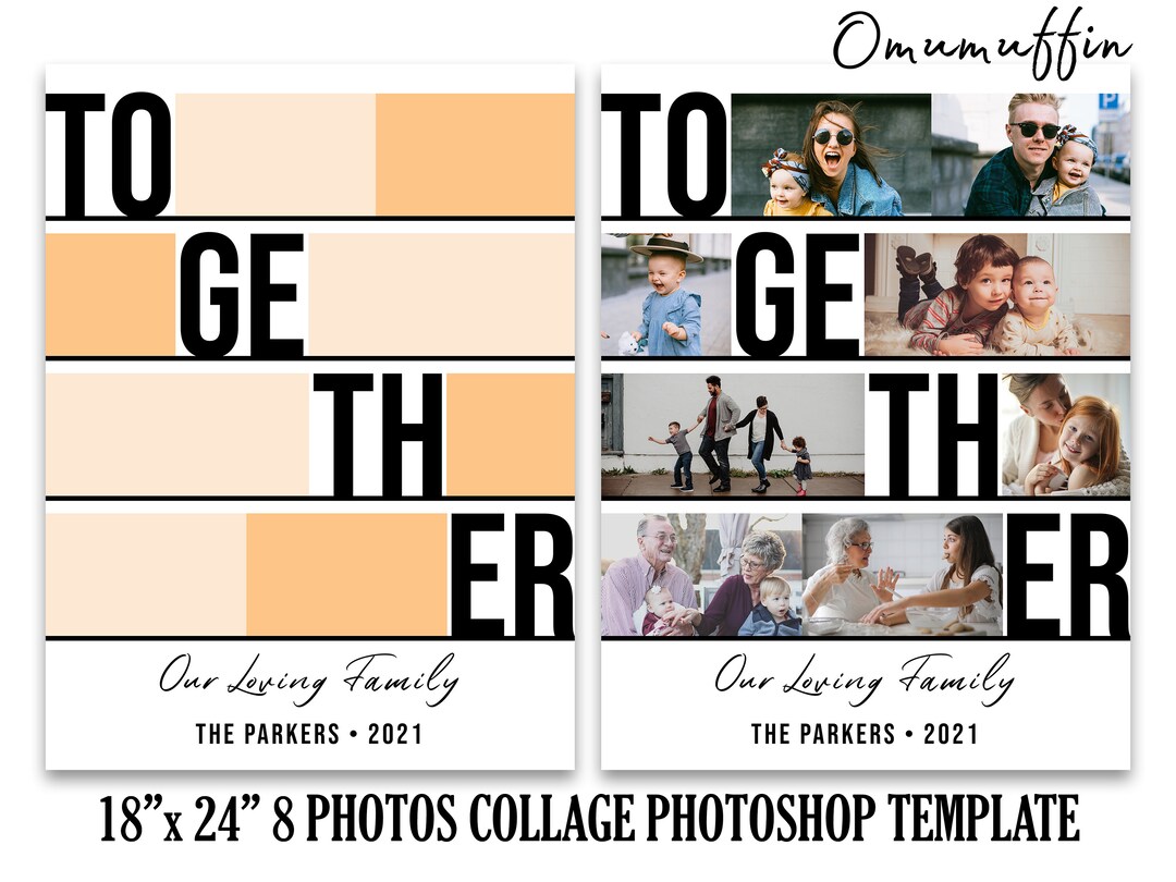 18x24 Photo Collage Template for 8 Photos, Family Photo Collage ...
