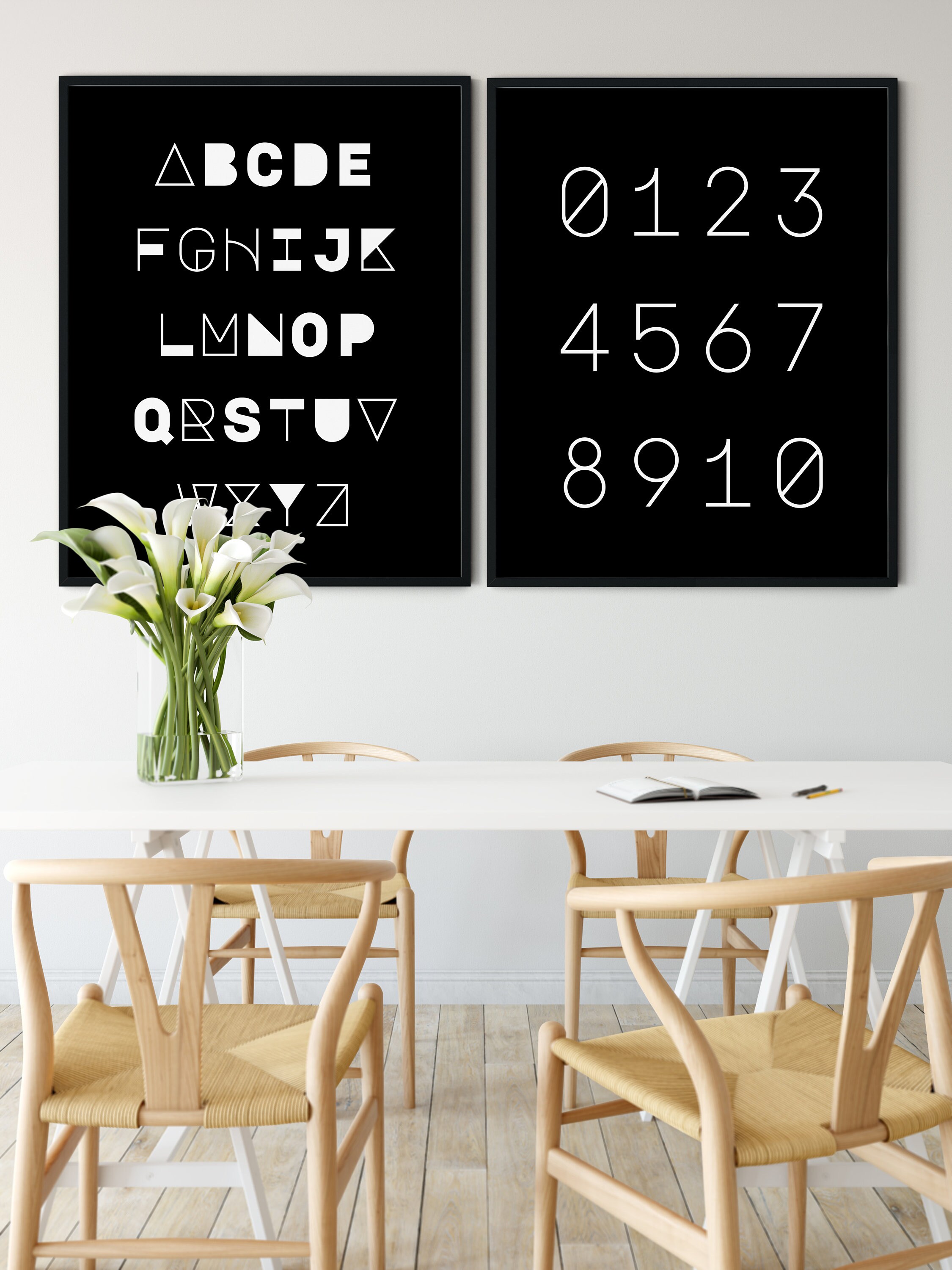 Alphabet and Numbers Printable Wall Art,alphabet Poster,printable ...