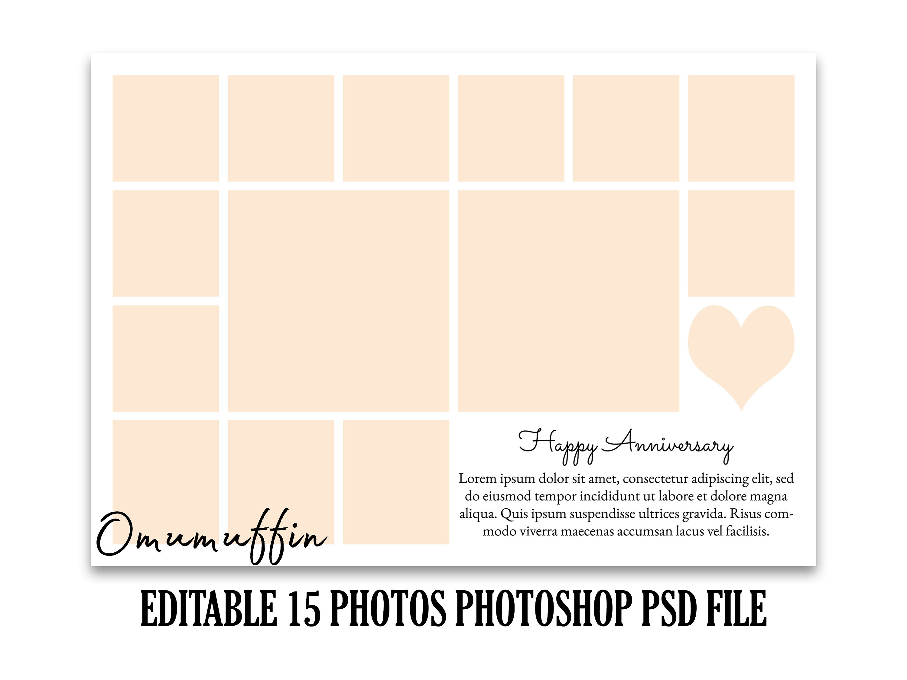 A3 Wedding Photos Collage Template in Portrait & Landscape Orientation ...
