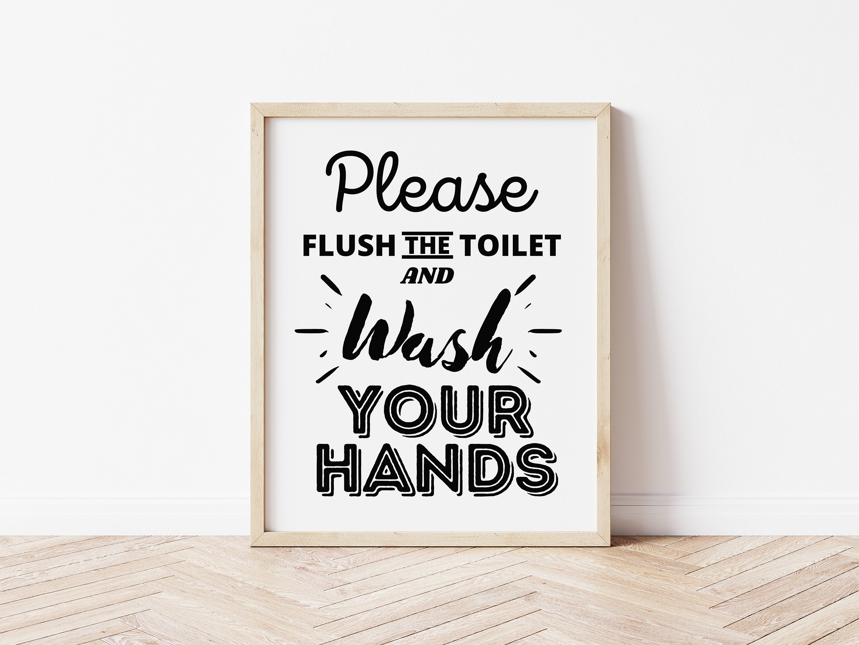 Please Flush the Toilet and Wash Your Hands Printable Wall Art,funny ...