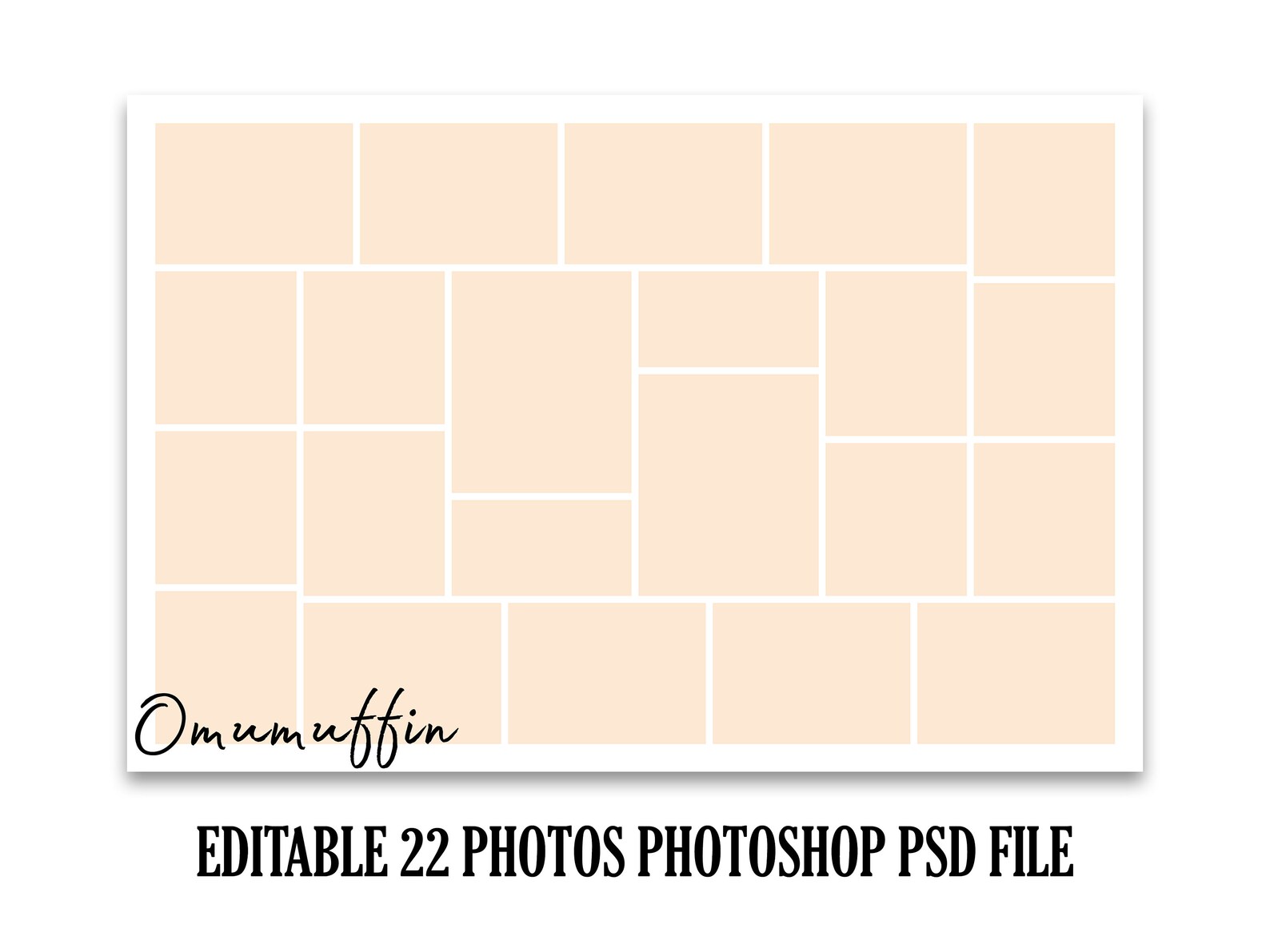 36x24 Picture Collage Template for 22 Photos - Big Photography Template ...